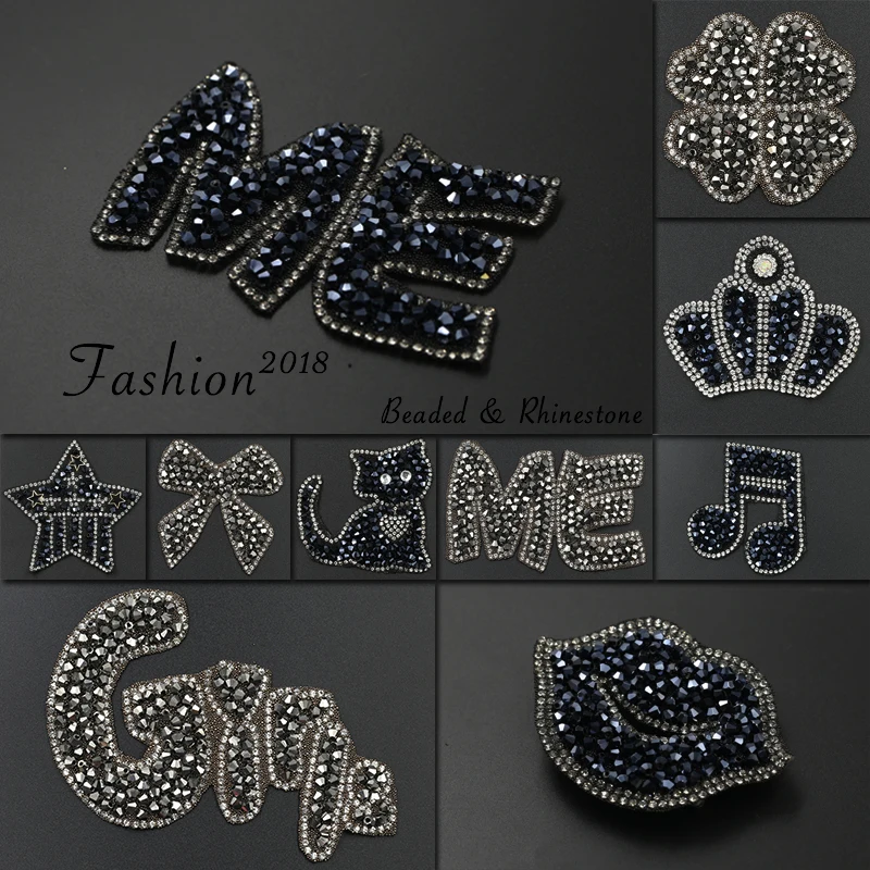 Rhinestone Shine Crown Iron On Patches For Clothing Bead Decorative ...