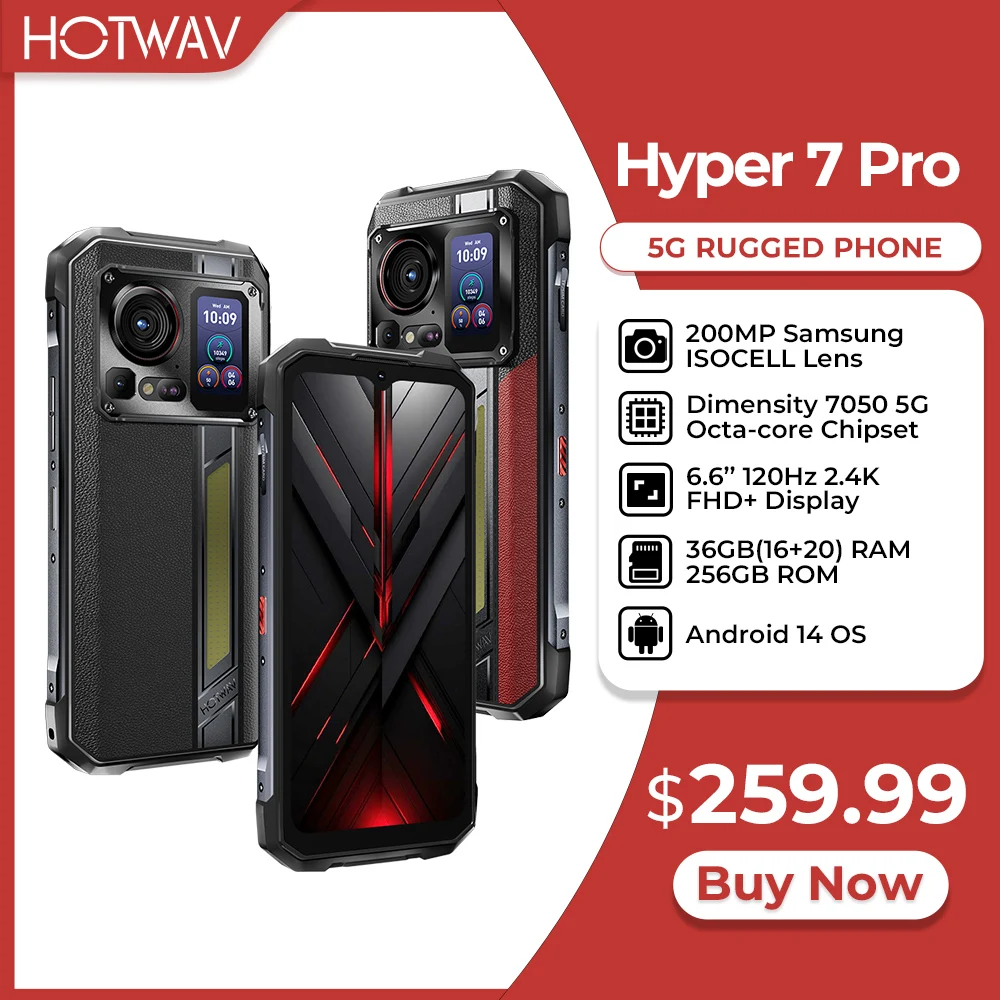 HOTWAV-Hyper-7-Pro-Rugged-Phone-Dimensity-7050-5G-200MP-Android-14-6-6 ...