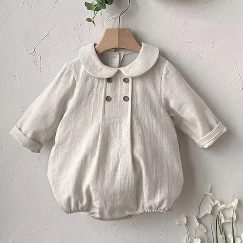 Korean-Style-Toddler-Baby-Girl-Romper-Solid-Color-Cotton-Long-Sleeve ...