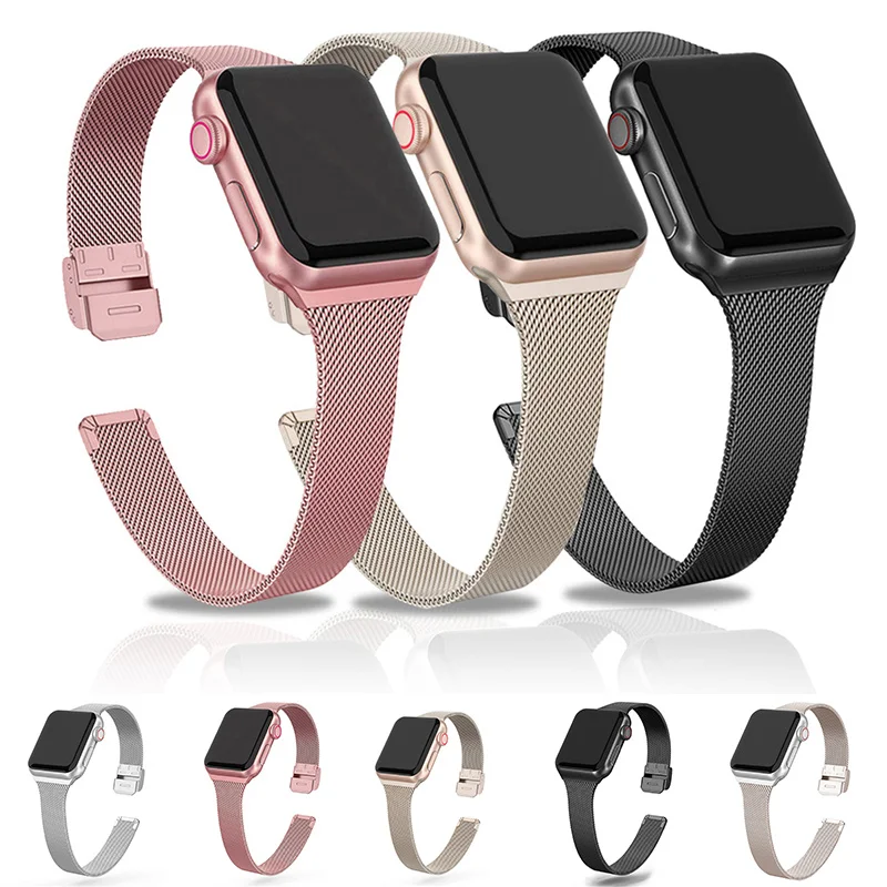 Slim Bracelet Metal Band For Apple Watch Band 46mm 41mm 45mm 49MM ...