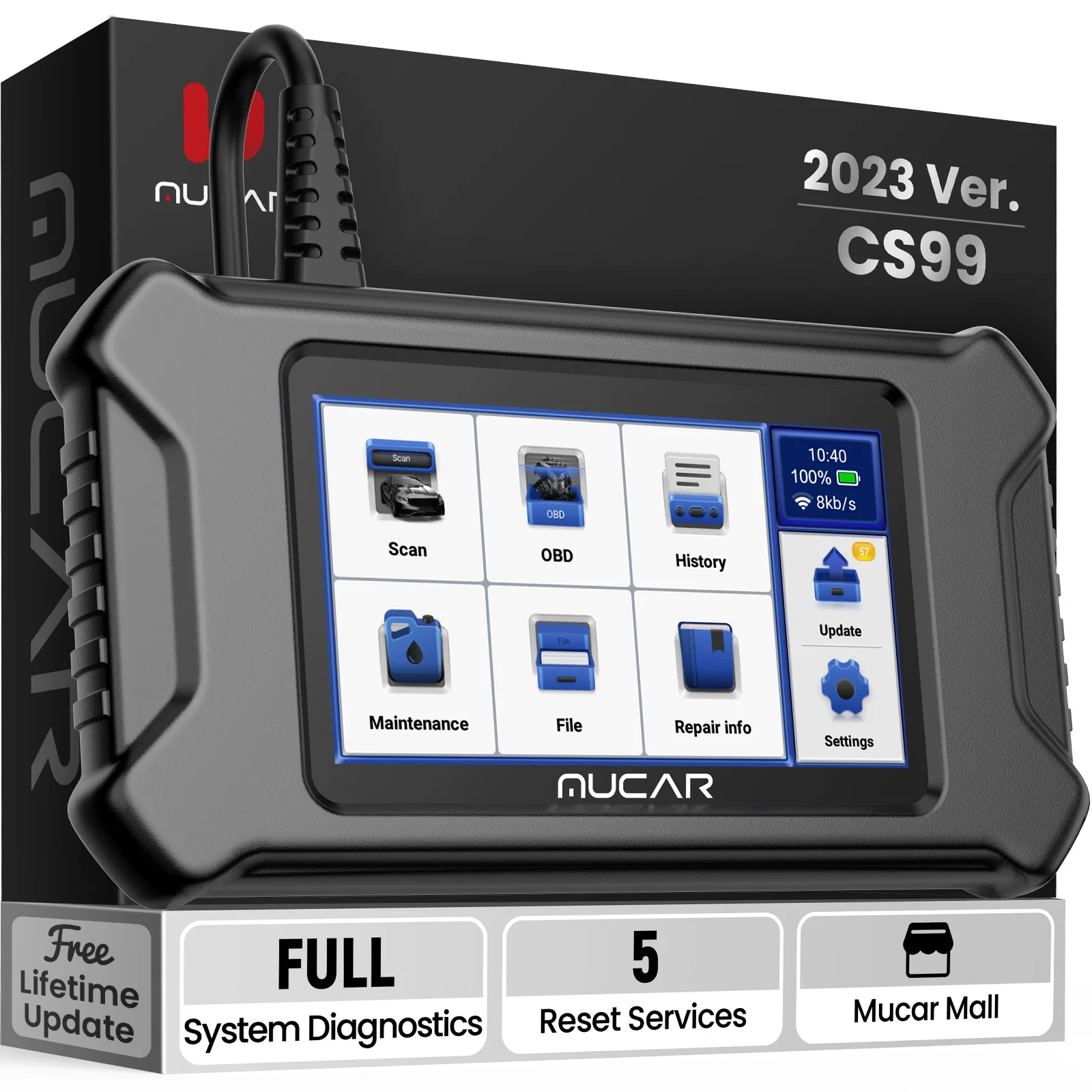 Mucar Cs99 Obd2 Scanner Professional Full System Car Diagnosis Oil ...
