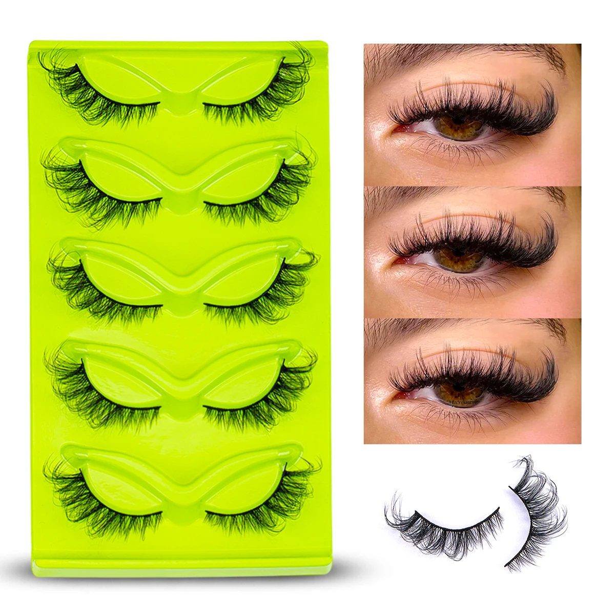 5-pairs-Cat-Eye-Lashes-Faux-Mink-Eyelashes-Winged-Lashes-Natural-Look ...