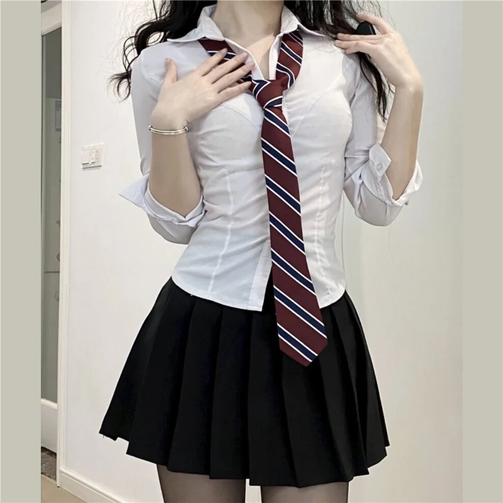 JK Uniform Sexy Hot Girl Slim Waist Short/Long sleeve Shirt Female Japanese College Style ...