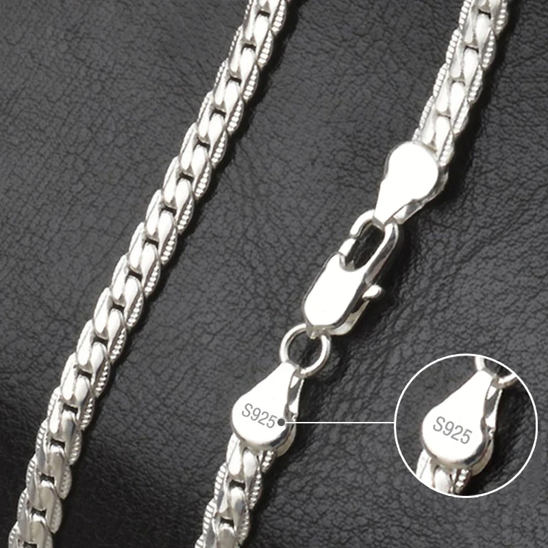 2024 New 925 Sterling Silver 5MM 8-24 Inch Side Chain Necklace Bracelet ...