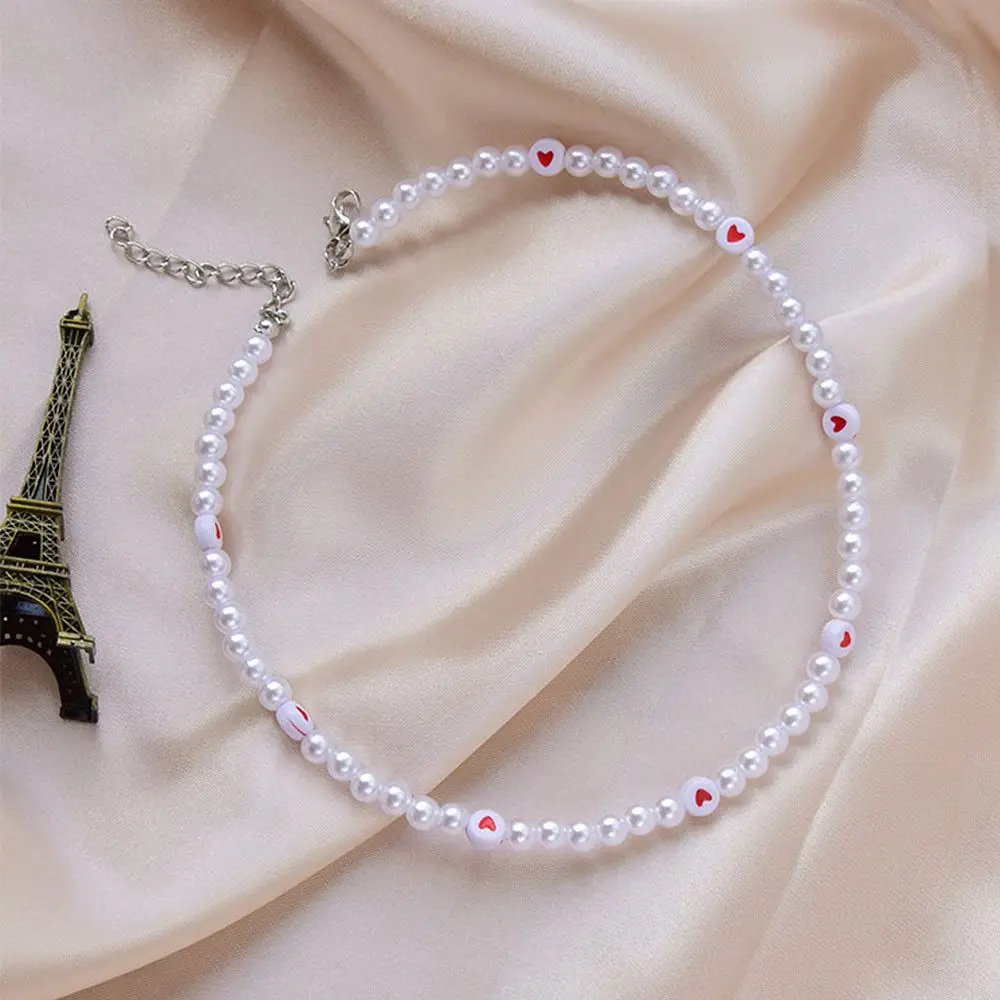 White Fashion Women Heart Pattern Couple Gift Choker Jewelry Pearl ...