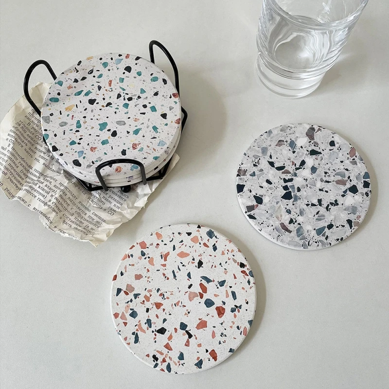Kitchen-Diatom-Mud-Cork-Coaster-Table-Placemats-Imitation-Terrazzo ...