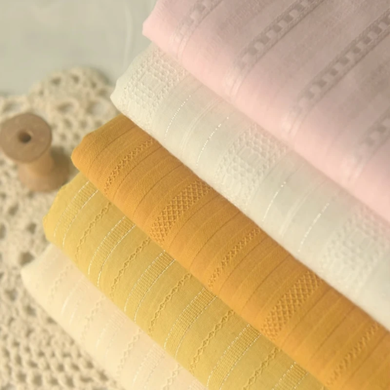 Jaquard Stripe Thin Cotton Fabric For Upper Clothes Shirt Dress Garment ...