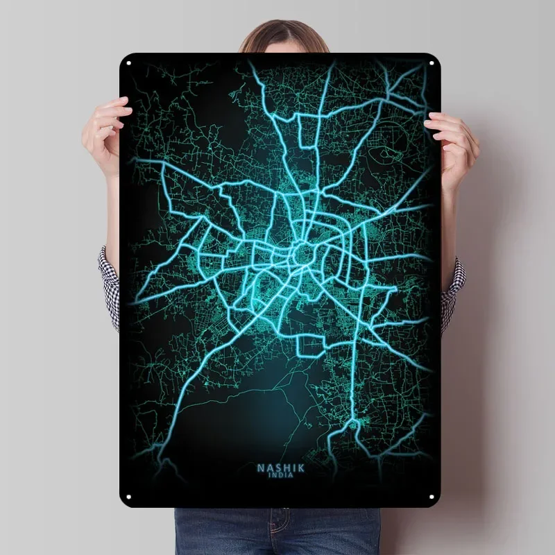 Nashik India City Map Poster Map Metal Sign Bedroom Decoration Room ...