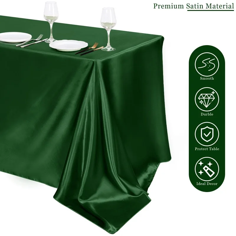 145-180CM-Satin-Tablecloth-Overlay-Table-Cover-Rectangle-Silk ...