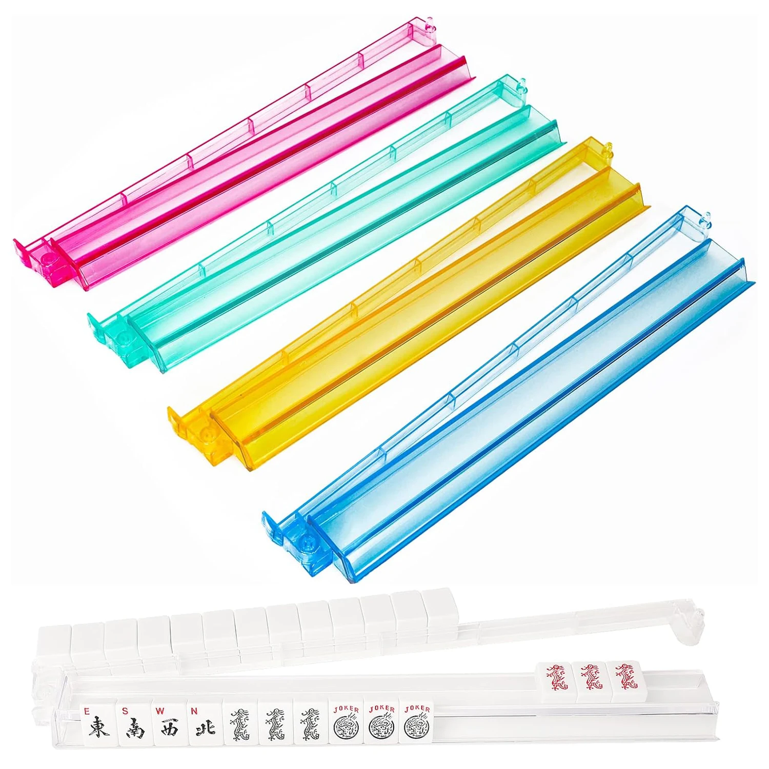 Mah-Jongg-All-in-One-Tile-Rack-Pusher-Clear-Acrylic-Mahjong-Rack-and ...