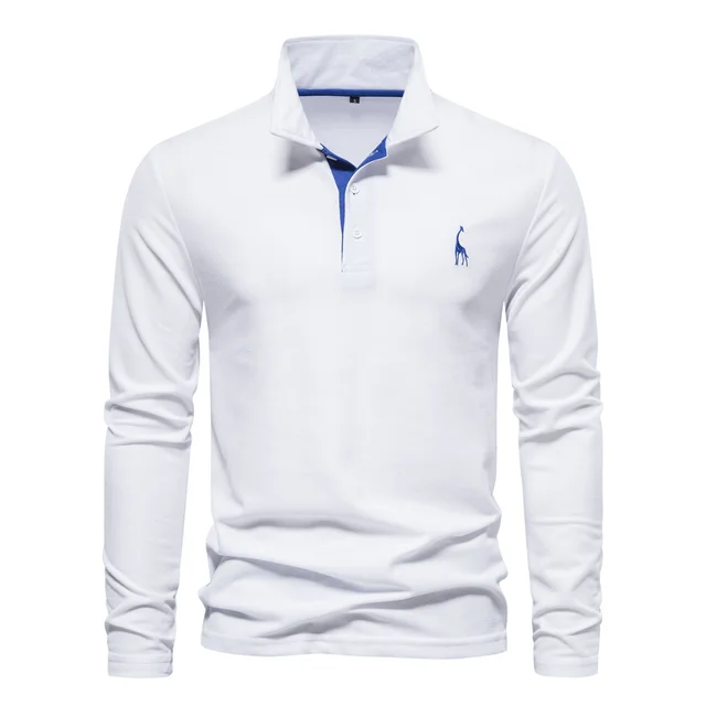 Long sleeve polo shirt in solid color – Dresoo