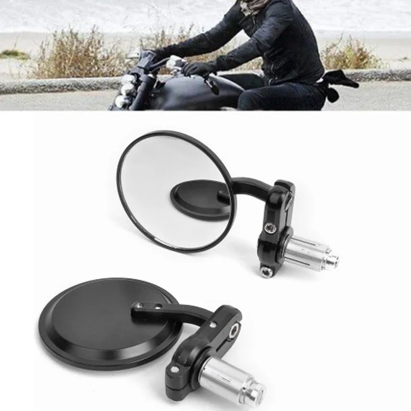 2Pcs-Universal-Motorcycle-Mirror-Aluminum-Black-22mm-Handle-Bar-End ...