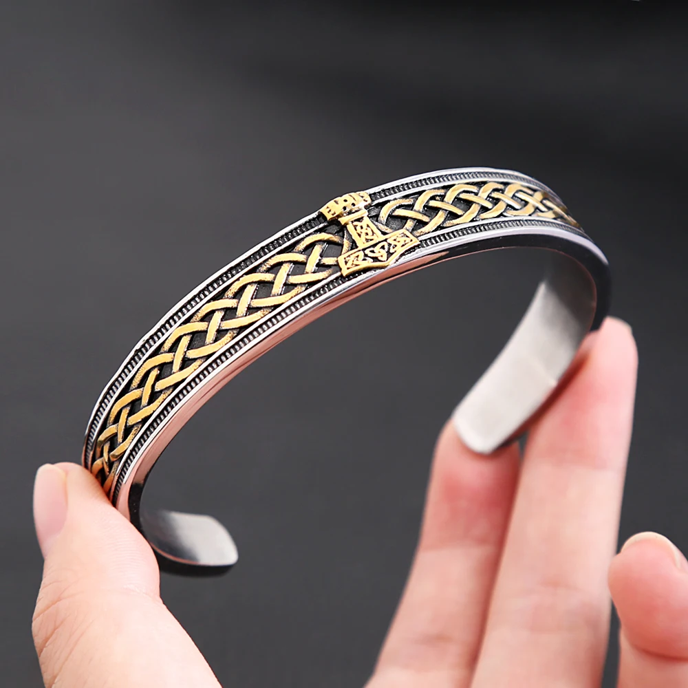Vintage Viking Thor's Hammer Bracelets Stainless Steel Nordic Celtic ...