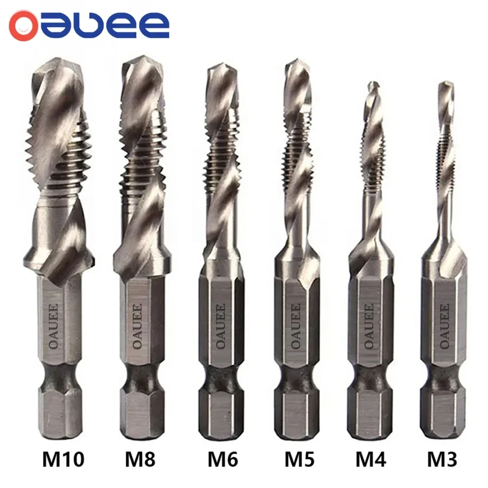 1-6Pcs-Tap-Drill-Bit-Set-Hex-Shank-Titanium-Plated-HSS-Screw-Thread-Bit ...