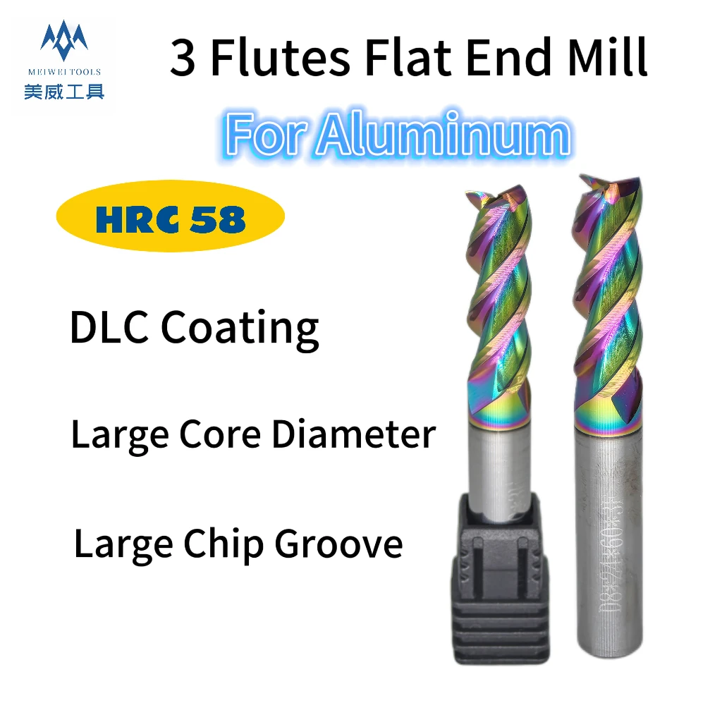 3-Flutes-HRC58-Flat-End-Mill-For-Aluminum-With-DLC-Coating-High ...