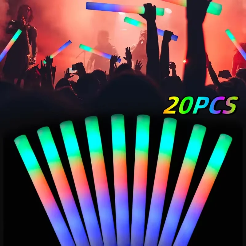 1-10-20-PCS-LED-Light-Up-Foam-Sticks-Sponge-Luminous-Stick-Night-Light ...