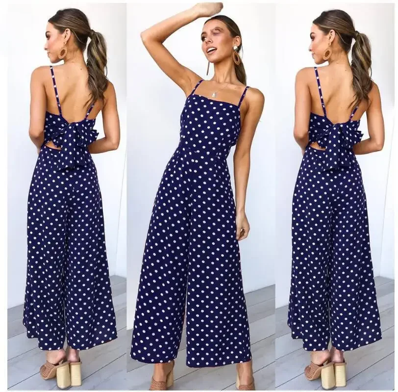 Sexy-Women-s-Clothing-Strap-Polka-Dot-Bell-Bottoms-Open-back-Dress ...