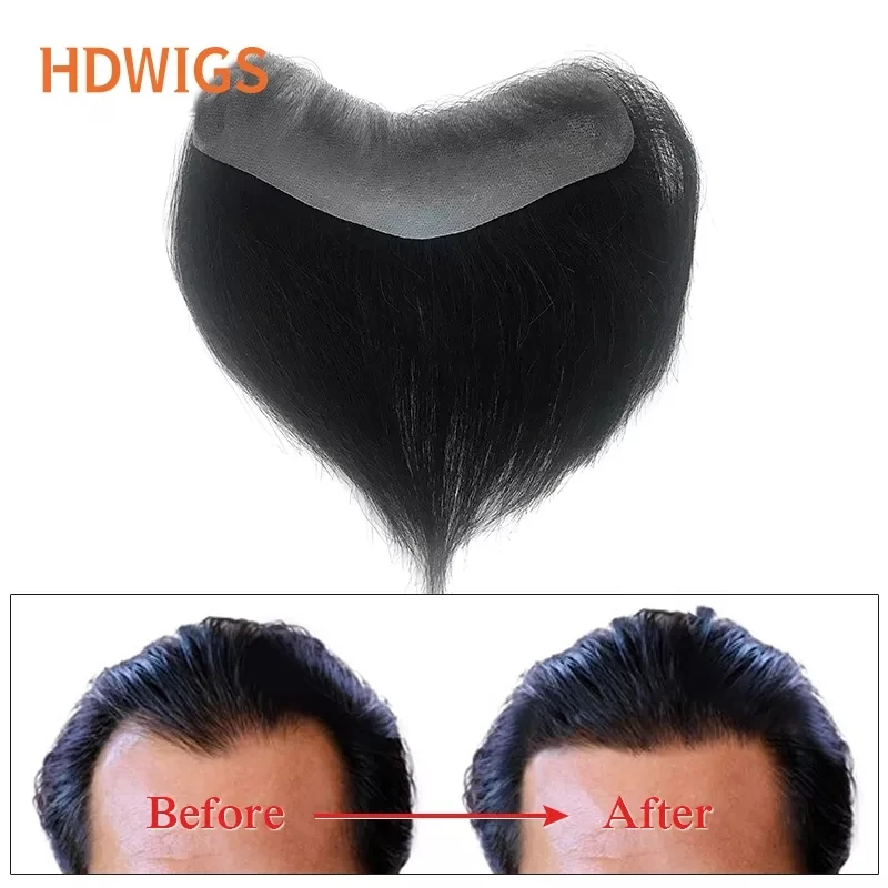Perruque toupet avant de Style V pour hommes, 100% cheveux humains Remy ...