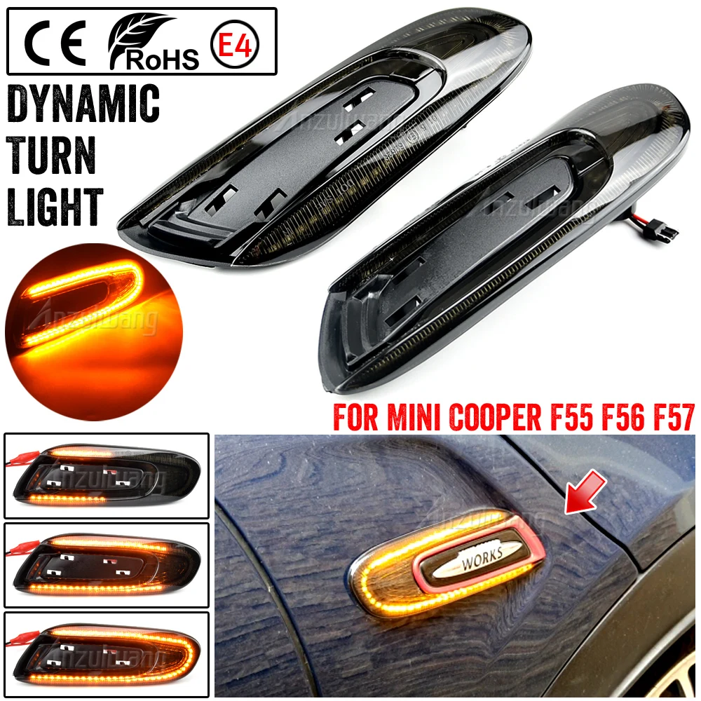 2Pcs-For-Mini-Cooper-One-F55-F56-F57-Dynamic-Sequential-LED-Fender ...