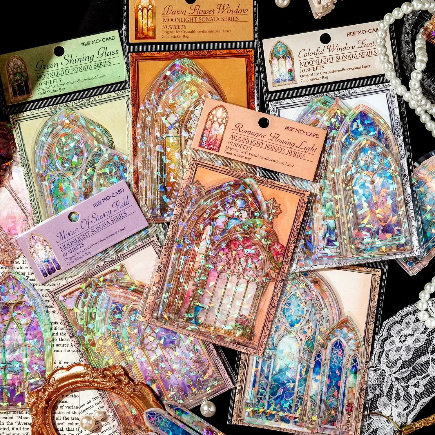 10pcs-Ice-Crystal-Stereoscopic-Laser-Sticker-Pack-Handbook-Collage ...