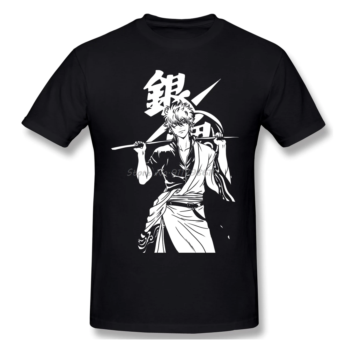 Sakata Gintoki Manga Gintama T Shirt Plus Size O-neck Cotton Short ...