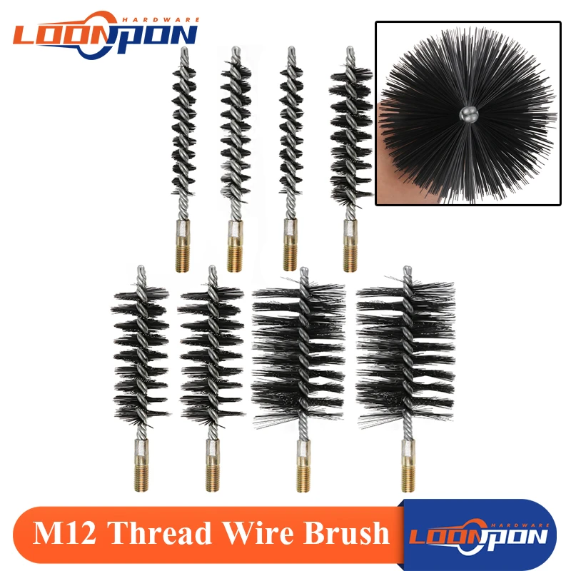 Loonpon 18-75mm Thread Wire Brush Metal Handle Pipe Tube Cleaning ...
