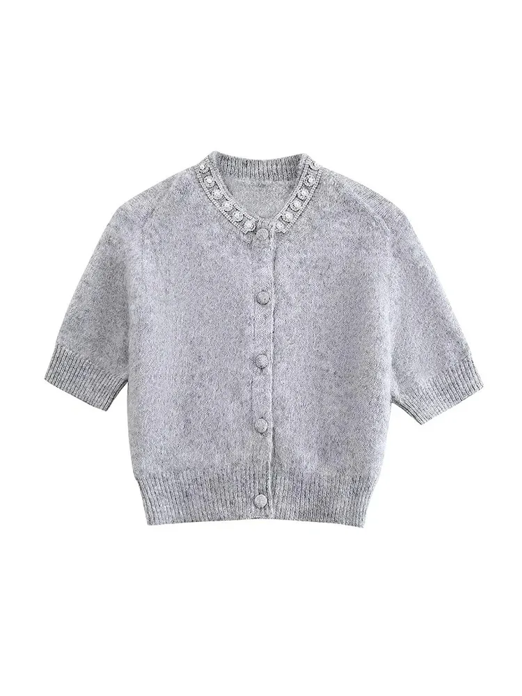 ZABA-Las-mujeres-de-bot-n-corto-Cardigan-Su-ter-Vintage-Casual-de-punto ...