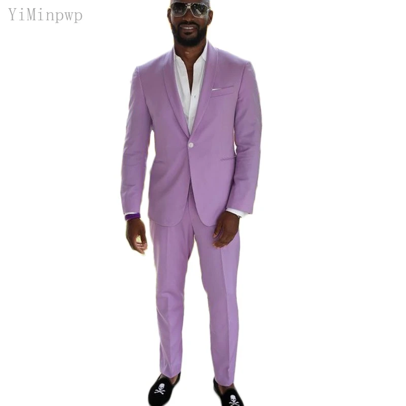 YiMinpwp Lilac Men Suits 2 Piece Wedding Party Prom Suit Blazer Sets ...