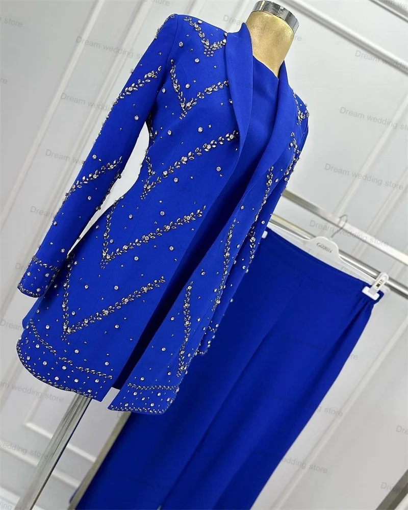 Royal-Blue-Crystals-Women-Suits-Set-2-Piece-Blazer-Pants-Luxury-Wedding ...