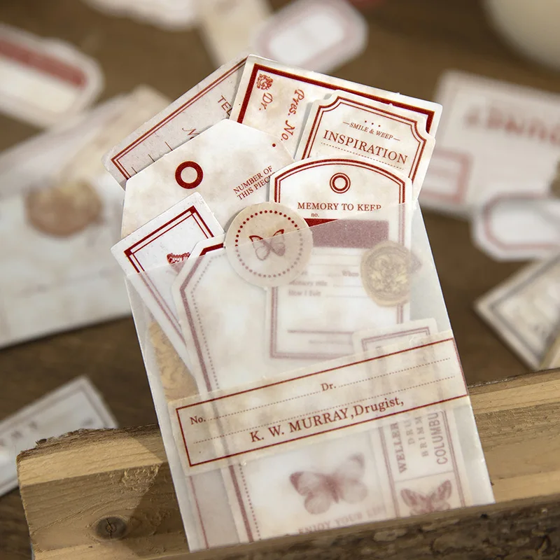 Dimi 48Pcs Times Series Material Paper Vintage Washi Paper Adhesive ...