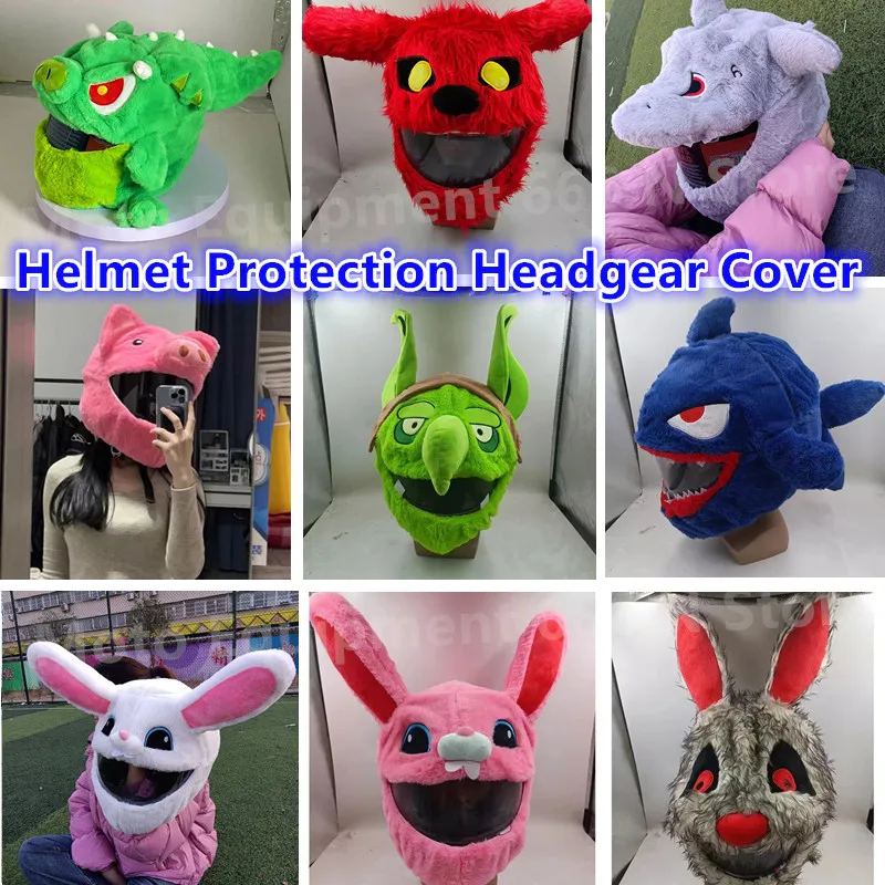 Motorcycle-Full-Helmet-Cover-Cartoon-Plush-Animal-Helmet-Cover-Dust ...
