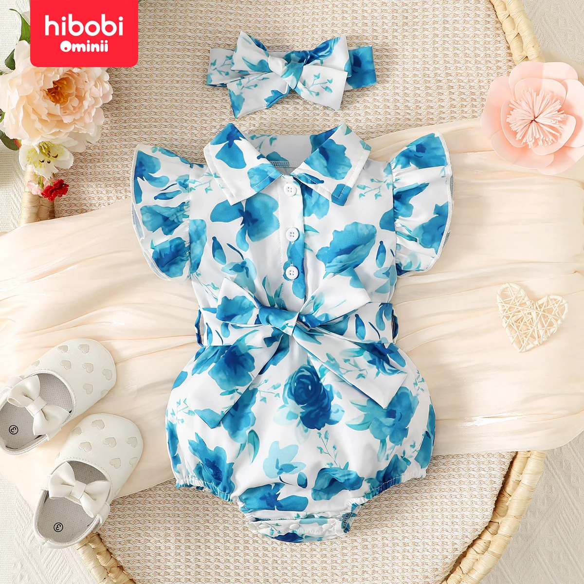 hibobi-2-Piece-Summer-Baby-Girl-Bodysuit-Cute-Printed-Ruffle-Sleeve-Square-Neck-Jumpsuit ...