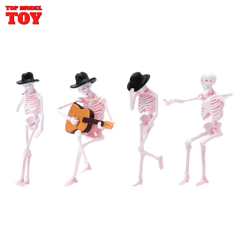 Painted Miniatures 1/64 1/87 1/43 Skeleton Smoking Playing Guitar Skull ...