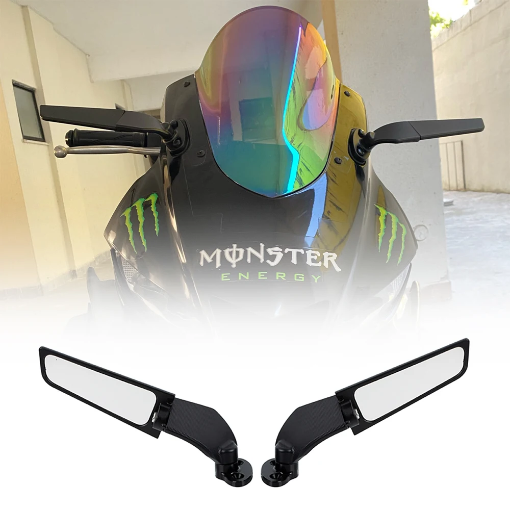 Modified Motorcycle 2PCS Rearview Mirrors Wind Wing Adjustable Rotating ...