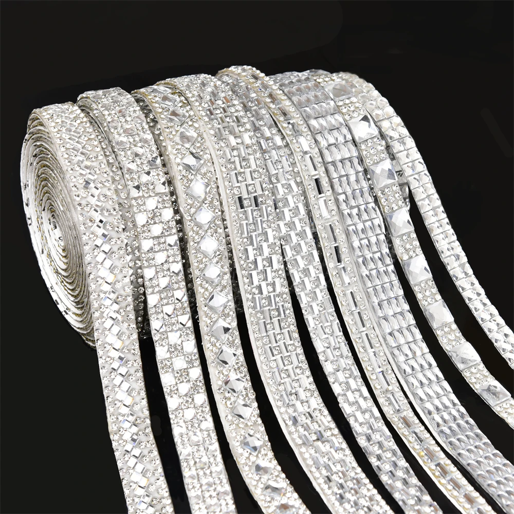 5Yards-Pack-Self-Adhesive-Glass-Crystal-Rhinestone-Sticker-Ribbon-Trim ...