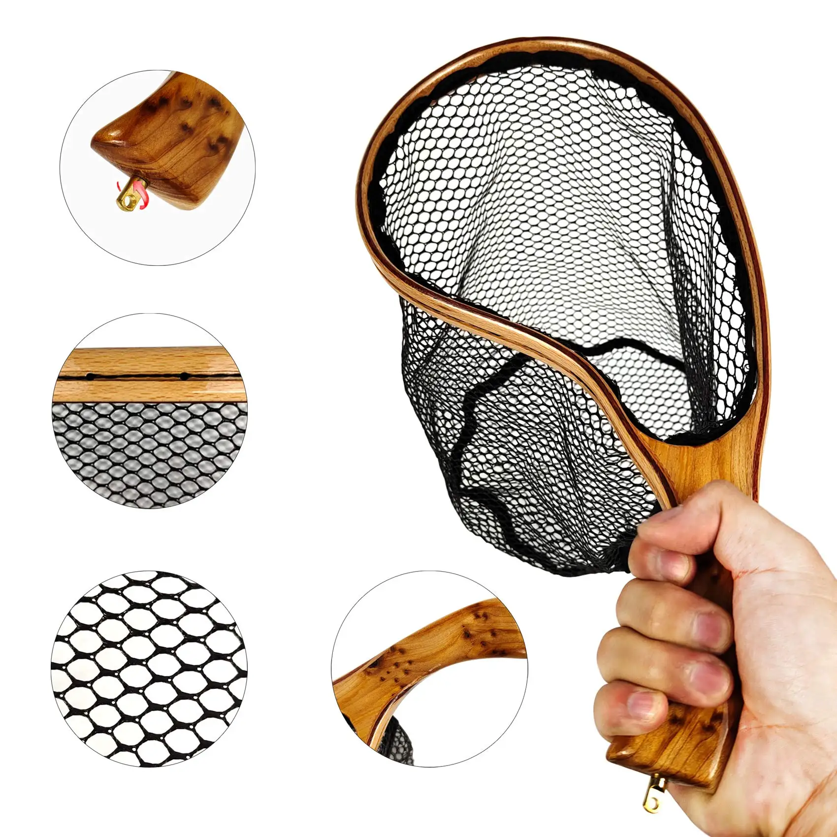 Aventik Tenkara Curved Wooden Fly Fishing Landing Net Super Light ...