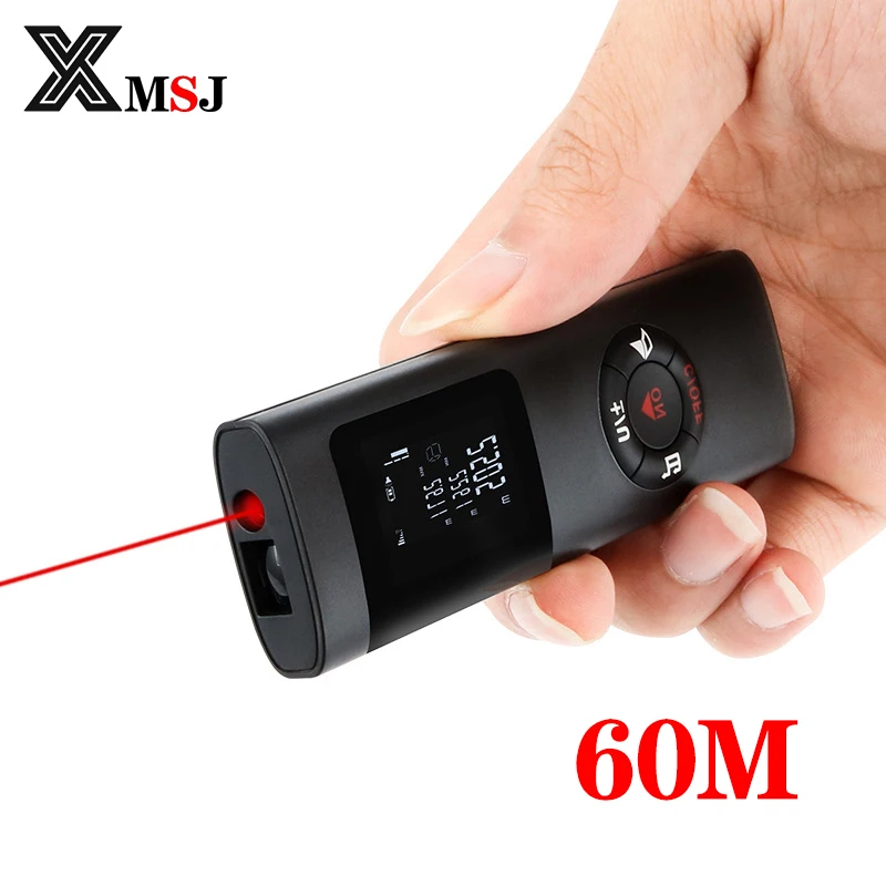 XMSJ Mini Laser Distance Meter 40M 60M Measure Infrared Rangefinder USB Rechargeable Portable ...