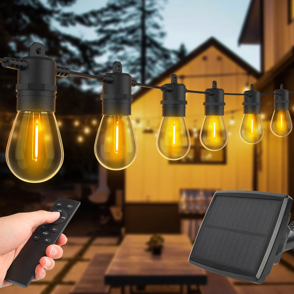 15M Solar Light String S14 Outdoor LED Garland Light E12 Shatterproof ...