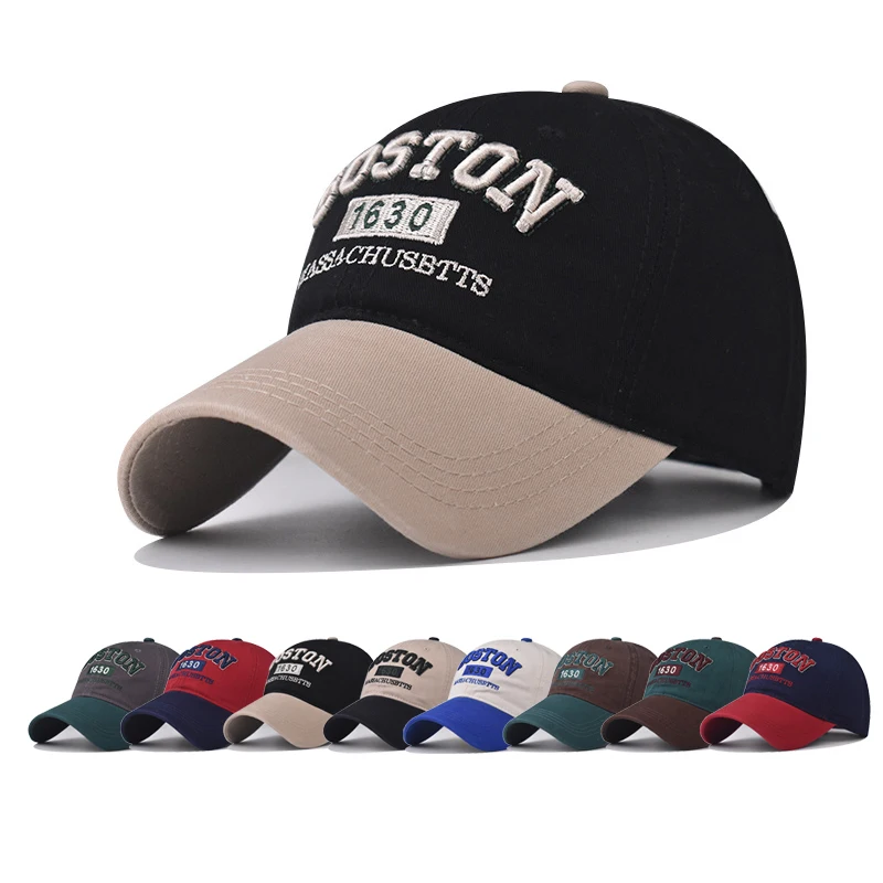 Baseball Cap Boston 1630 letter Pattern Color splicing Snapback Hat Sun ...