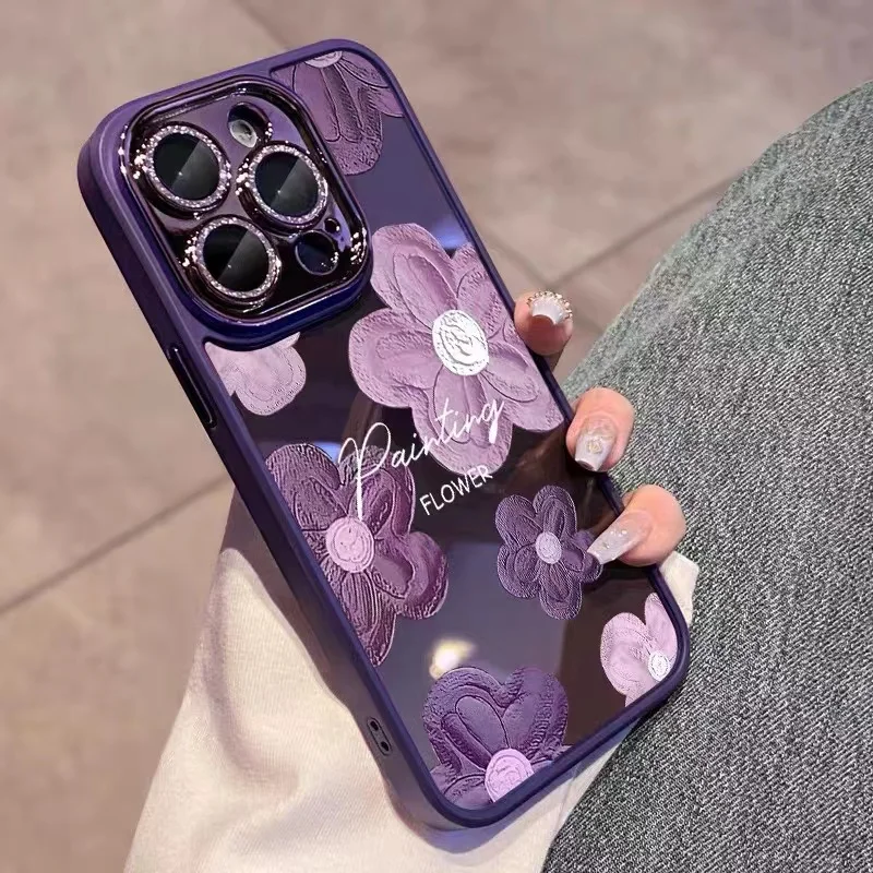 Luxury-Fashion-Glitter-Diamond-Flowers-Clear-Case-for-iPhone-15-14-11 ...