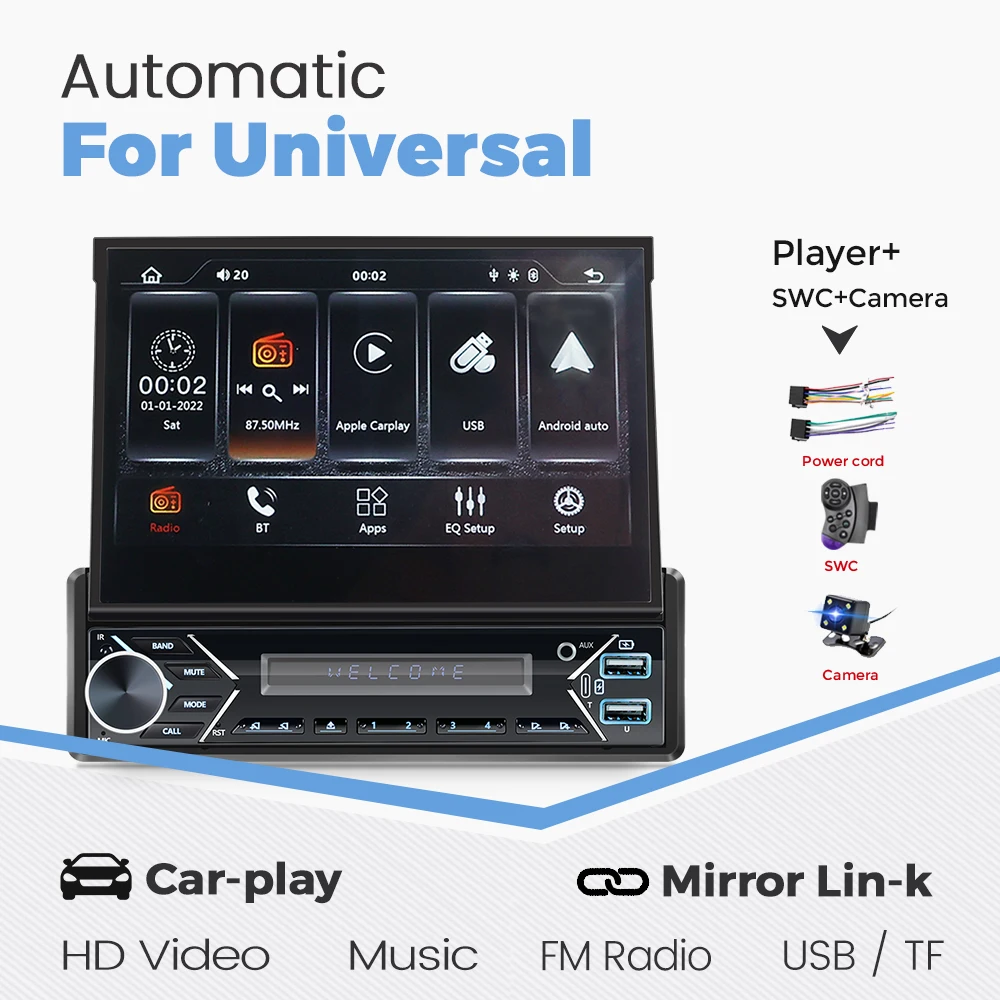 MEKEDE-7-inch-1din-Manual-Auto-Retractable-Screen-MP5-Player-Universal ...
