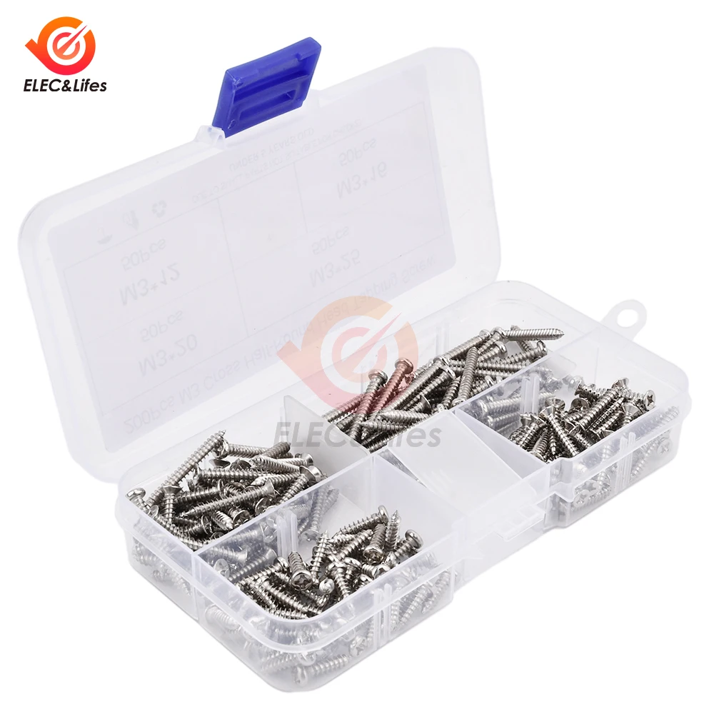 200pcs-set-Countersunk-Flat-Head-Tapping-Screws-With-Cross-Recessed-M3 ...