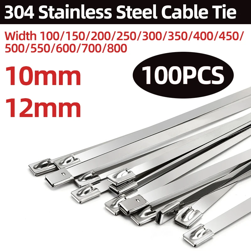 Bridas-para-cables-de-piezas-100-acero-inoxidable-304-10mm-12mm-X100 ...