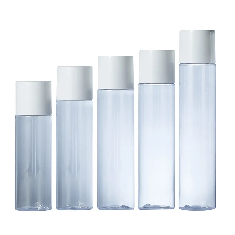 Toner-Bottle-Clear-Bottle-Flat-Shoulder-PET-With-Plug-White-Lid-100ml ...