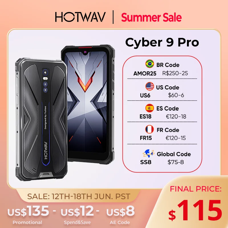HOTWAV Cyber 9 Pro 4G wytrzymały smartfon Helio P60 Octa Core 6.3 "8GB ...