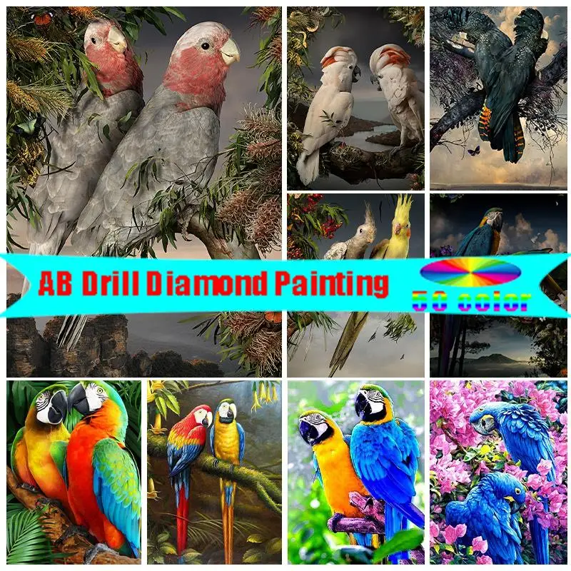 Parrot-5D-AB-Diamond-Painting-Kits-Full-Square-Round-Diamond-Mosaic ...