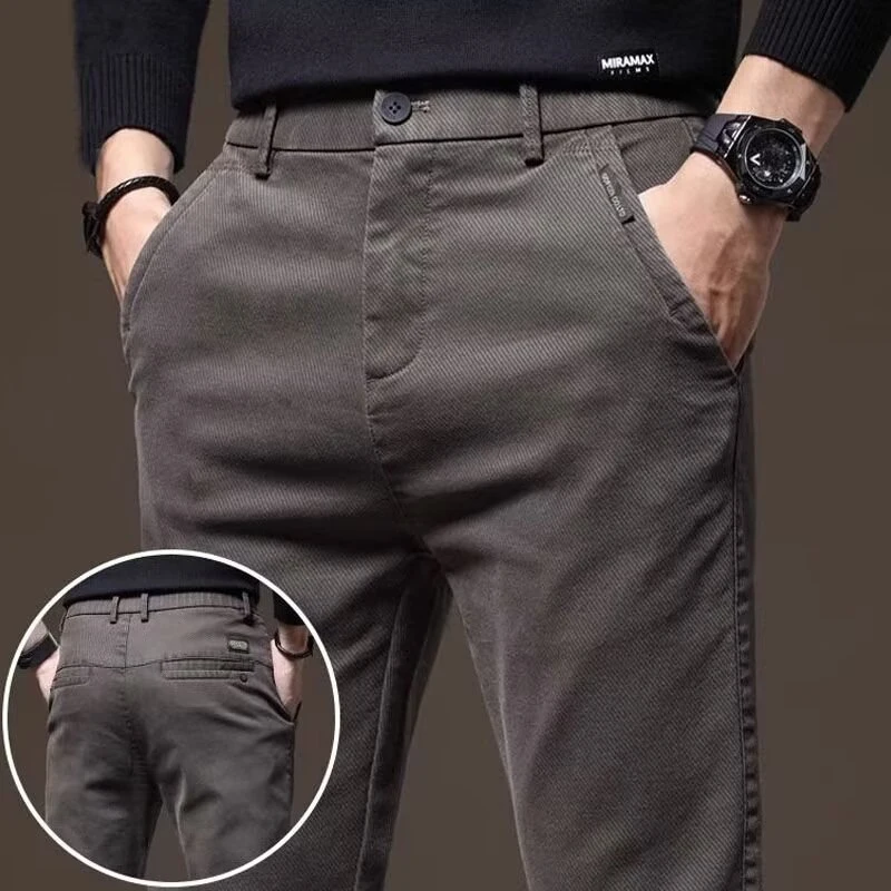 Otoño Invierno pantalones elásticos de pierna recta para hombre ropa de ...