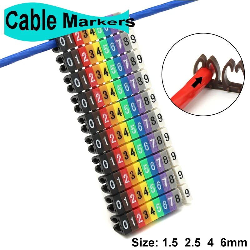100-150pcs-Cable-Markers-Colourful-Digital-Wire-Numbering-Marker-Number ...