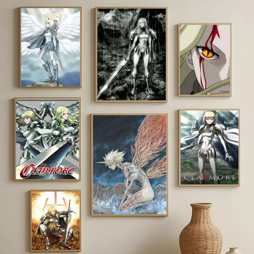 action anime Claymore Poster HD Self-Adhesive Waterproof Wall Art Easy ...