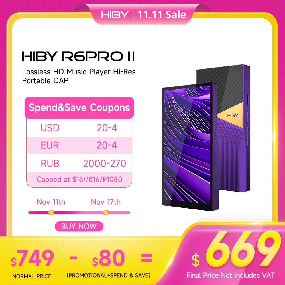 HiBy R6 Pro II / R6 Pro GEN 2 Android Music Player WIFI Bluetooth USB ...